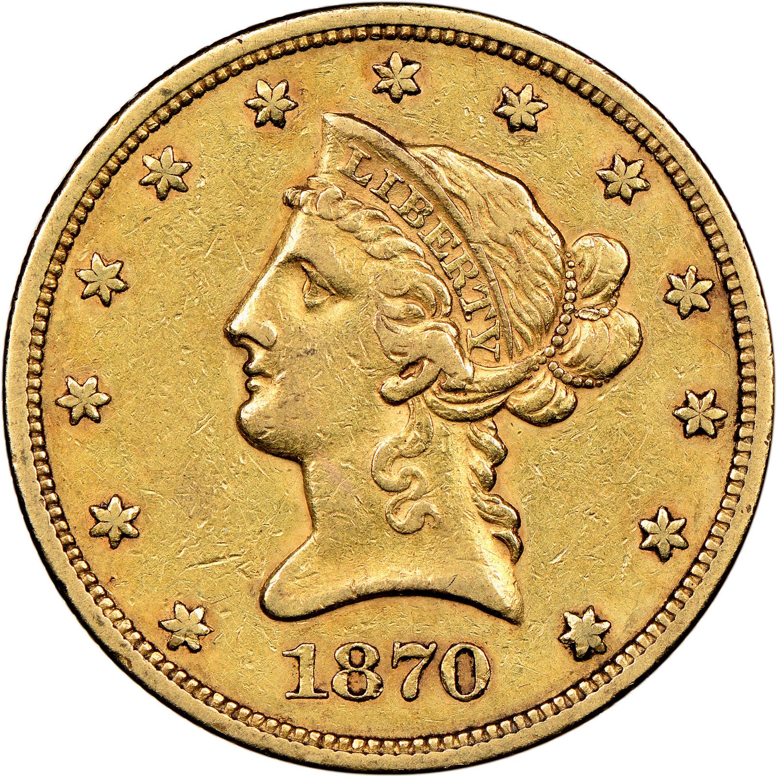 1870 S Liberty Head Gold Double Eagle Prices | Ungraded, NGC, PCGS Values