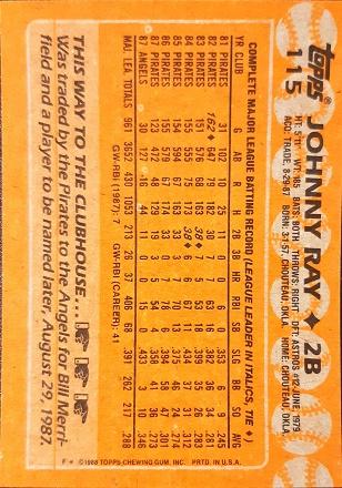 Johnny Ray #115 Prices | 1988 Topps | Baseball Cards