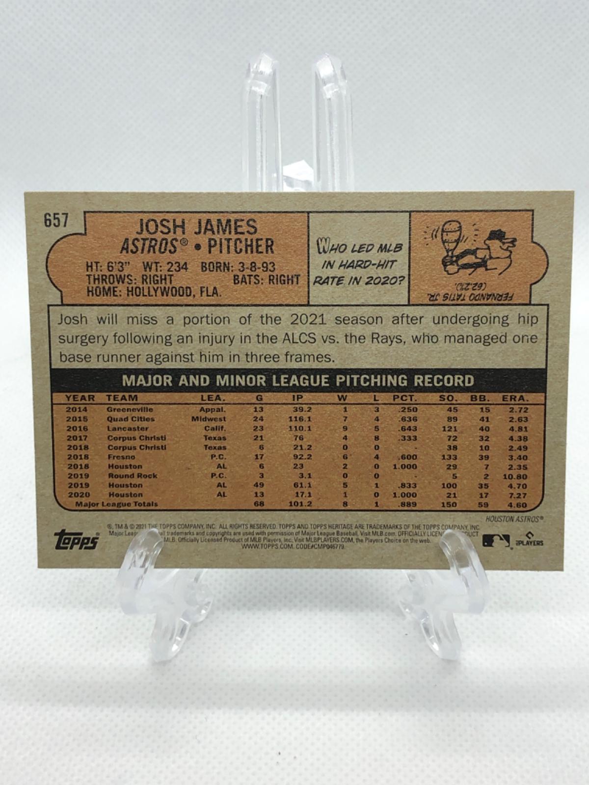 Josh James #657 Prices | 2021 Topps Heritage | Baseball Cards