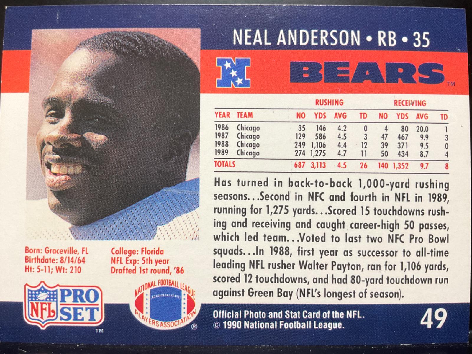 Neal Anderson #49 Prices | 1990 Pro Set | Football Cards
