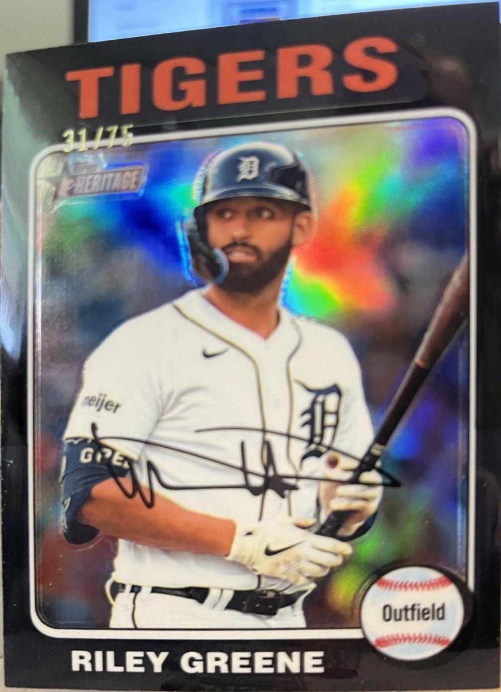 Riley Greene [Black Refractor] #381 Precios | 2024 Topps Heritage ...