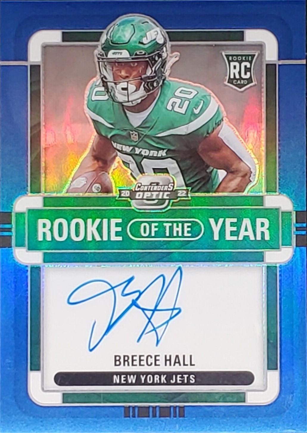 Breece Hall [Rookie of the Year Autograph Blue] #ROY-BH Prices | 2022 ...