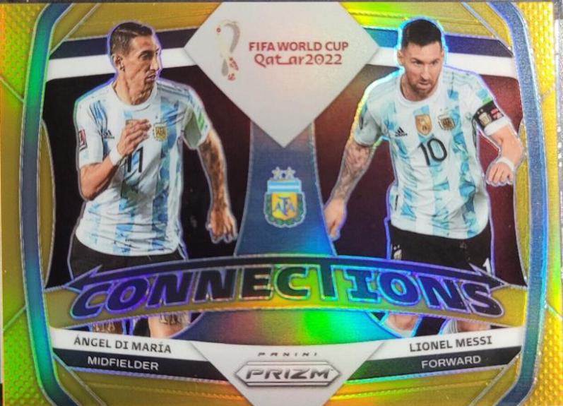 Angel Di Maria, Lionel Messi [Gold] #1 Prices | 2022 Panini Prizm World ...