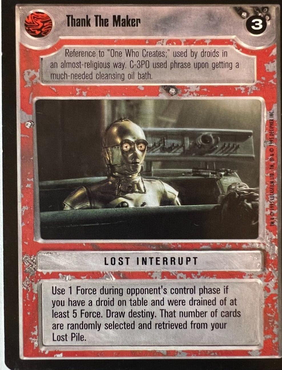 Thank The Maker Prices | Star Wars CCG Premiere | Star Wars Cards