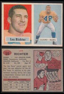Les Richter #10 Prices | 1957 Topps | Football Cards