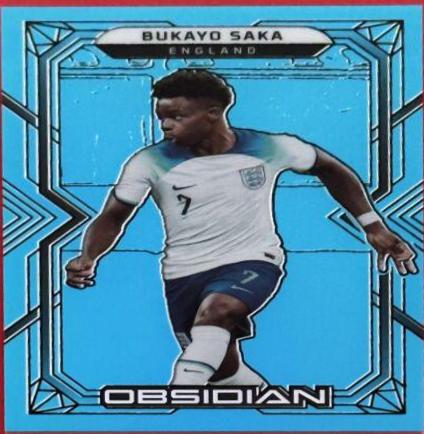 Bukayo Saka [Neon Blue Flood] #129 Prices | 2022 Panini Obsidian ...