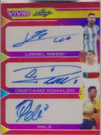 Lionel Messi , Cristiano Ronaldo , Pele [Red] #TA-16 Prices | 2022 Leaf ...