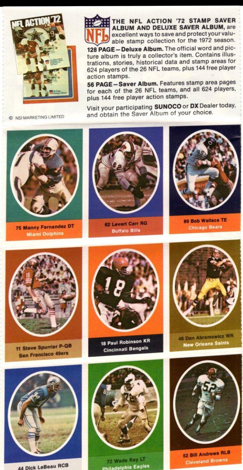 Manny Fernandez Prices | 1972 Sunoco Stamps | Football Cards