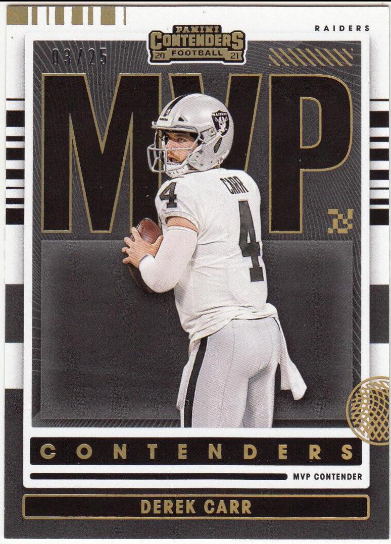 Derek Carr #MVP-DCA Prices | 2021 Panini MVP Contenders | Football Cards