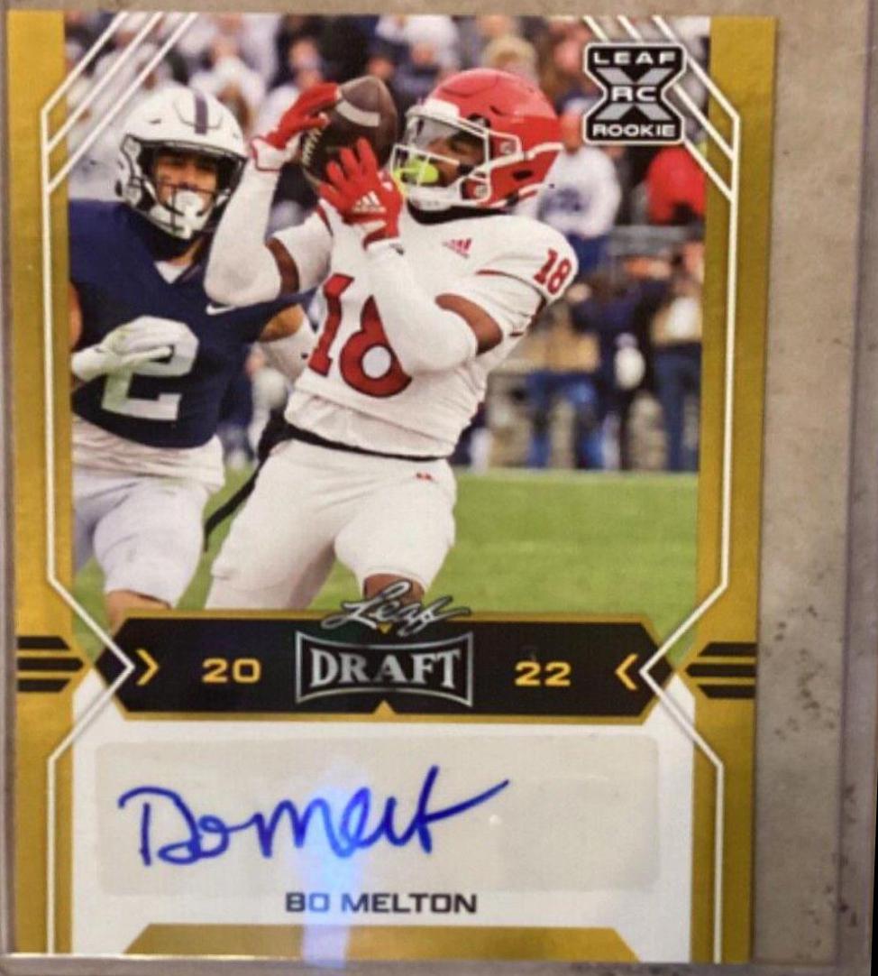 Bo Melton [Gold] #BA-BM1 Prices | 2022 Leaf Draft Autographs | Football ...