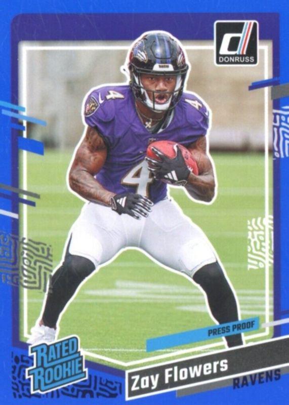 Zay Flowers [Press Proof Blue] #307 Prices [Rookie] | 2023 Panini ...