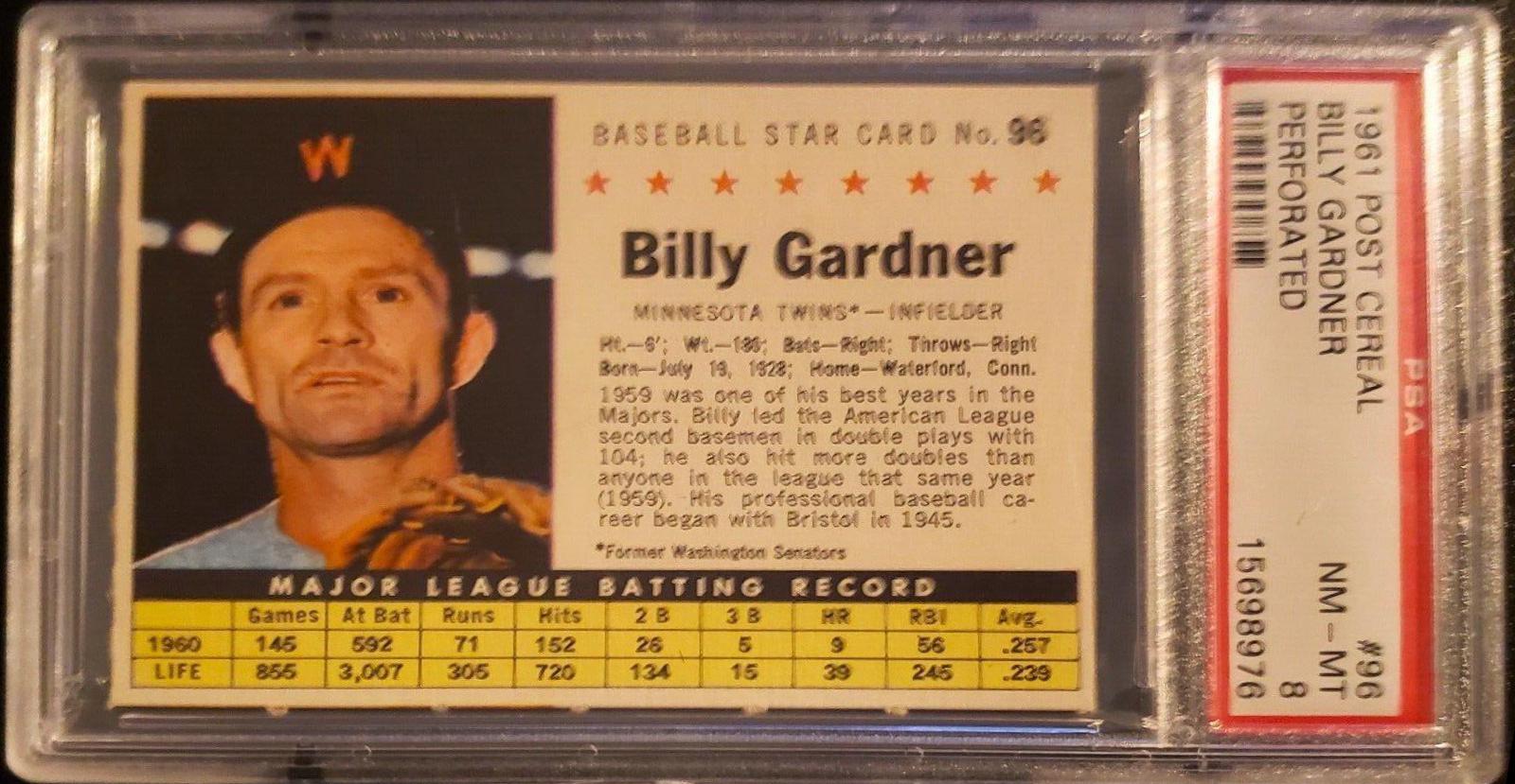 Billy Gardner [Perforated] #96 Prices | 1961 Post Cereal | Baseball Cards