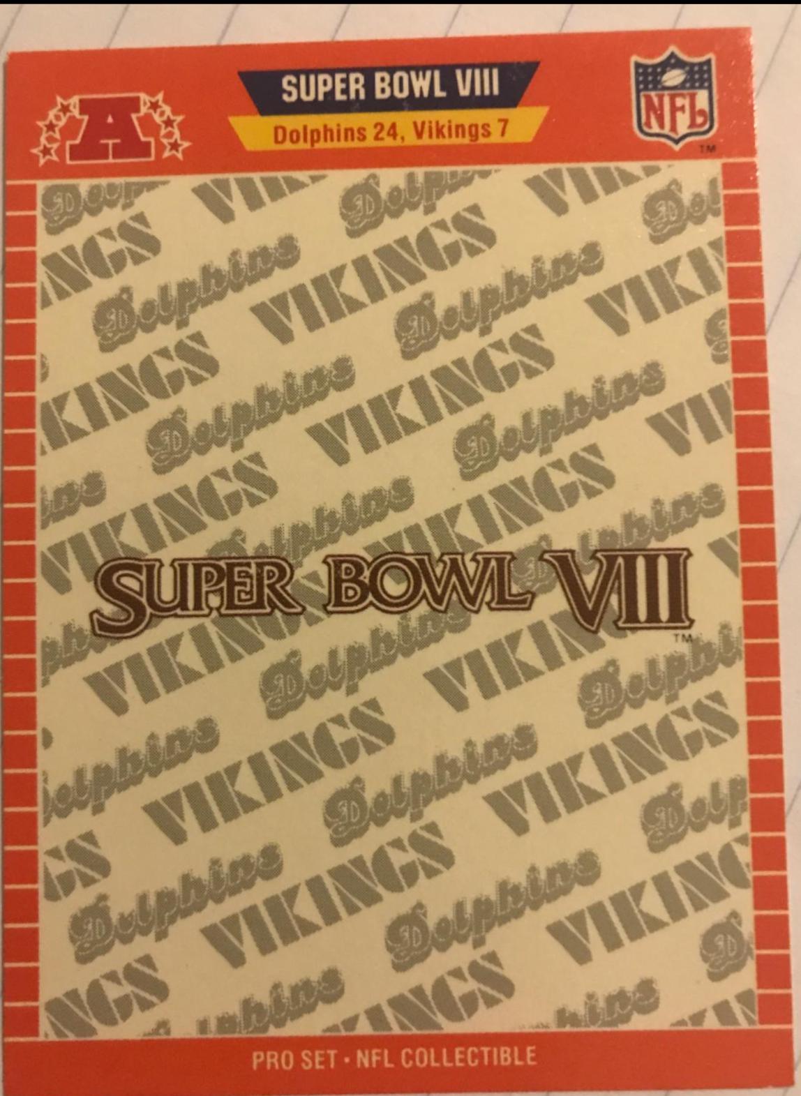 Super Bowl VIII #VIII Prices | 1989 Pro Set | Football Cards