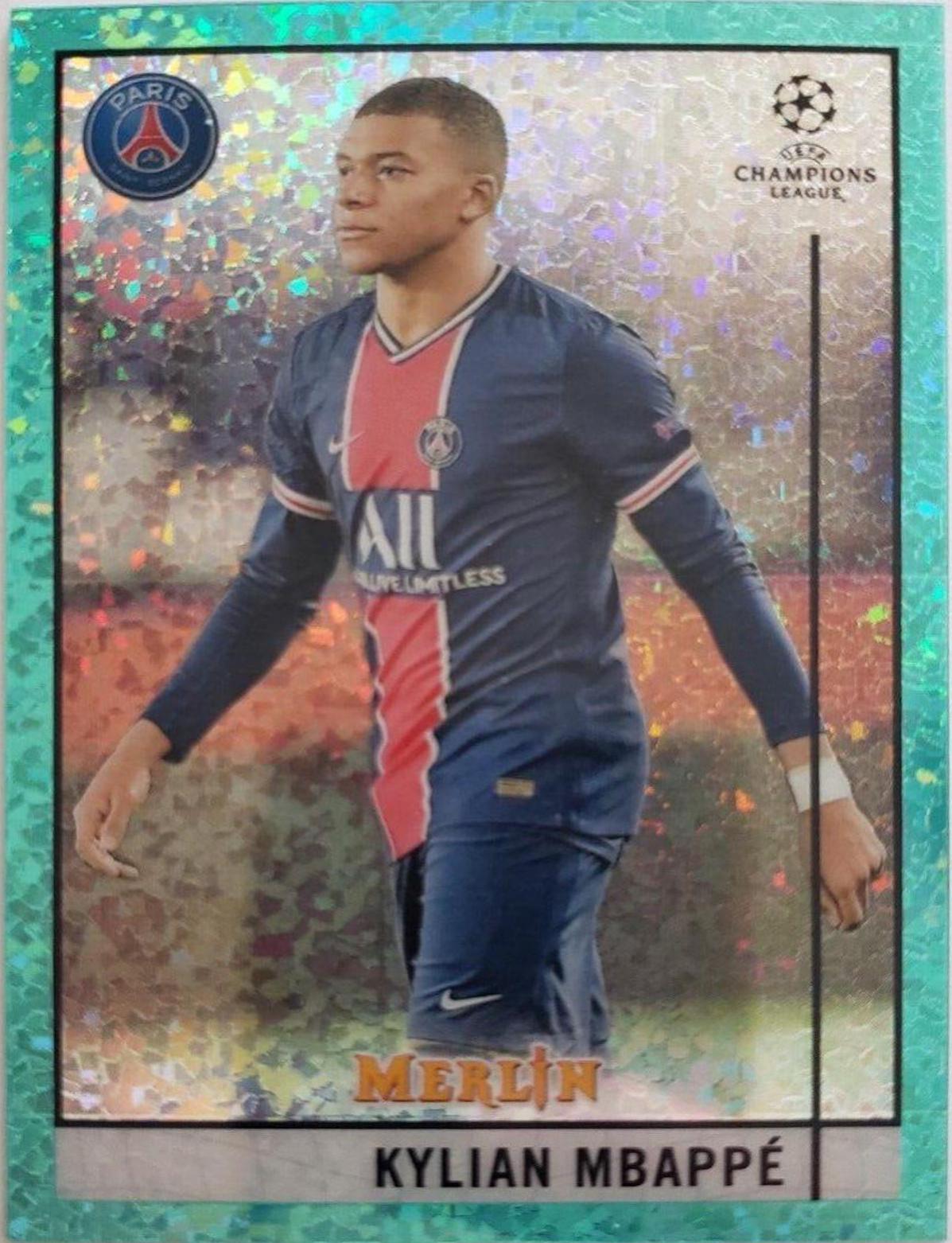 Kylian Mbappe [Aqua Speckle] #100 Prices | 2021 Topps Merlin Chrome ...