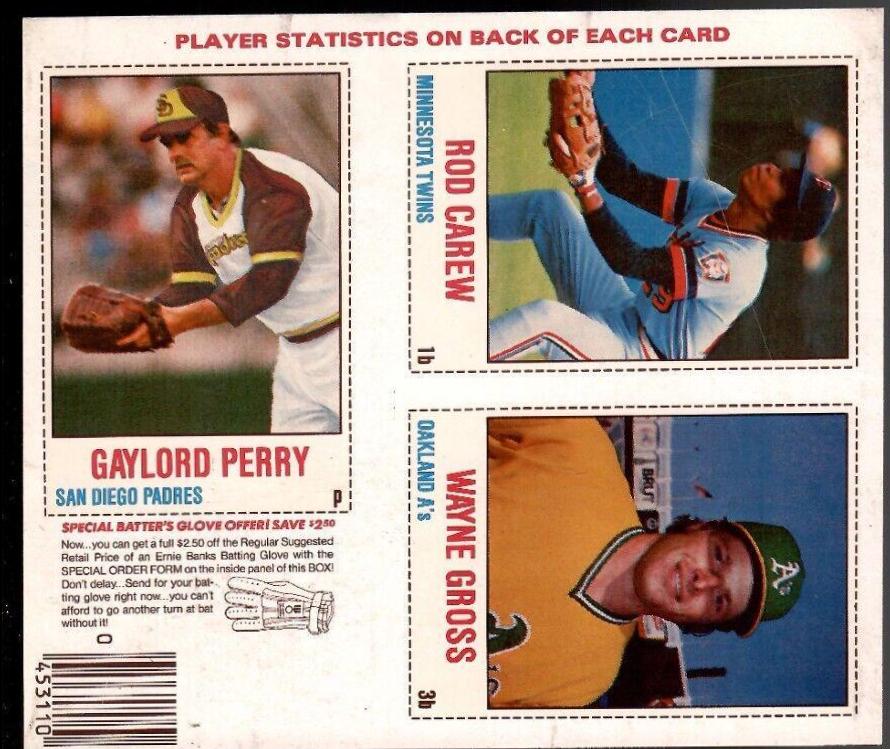 Gaylord Perry, Rod Carew, Wayne Gross [Hand Cut Panel] Prices | 1978 ...