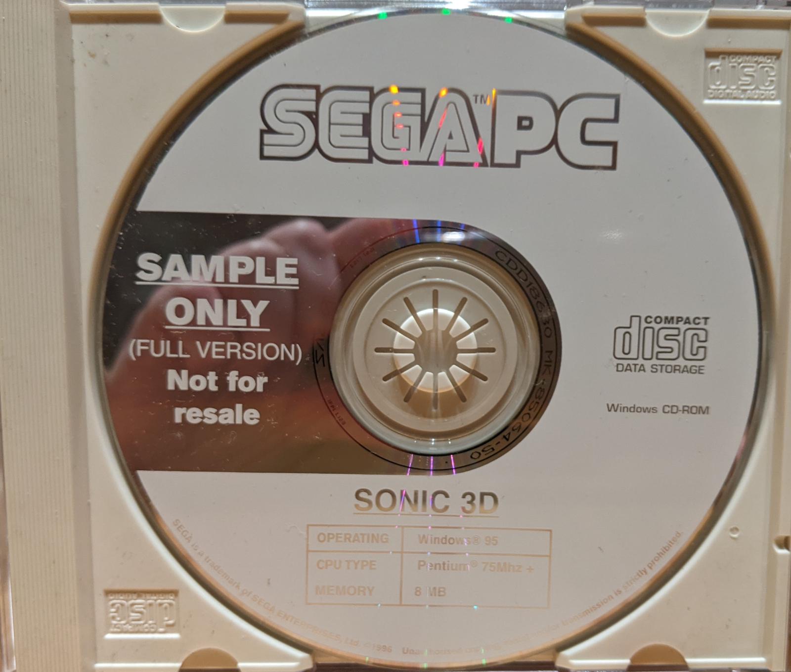 Sonic 3D [Sample Only] Prices PC Games | Compare Loose, CIB & New Prices