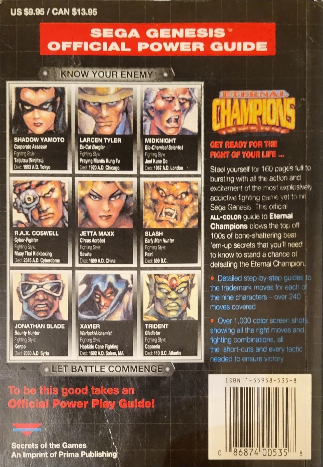 Eternal Champions: Sega Genesis Official Power Guide Prices Strategy ...
