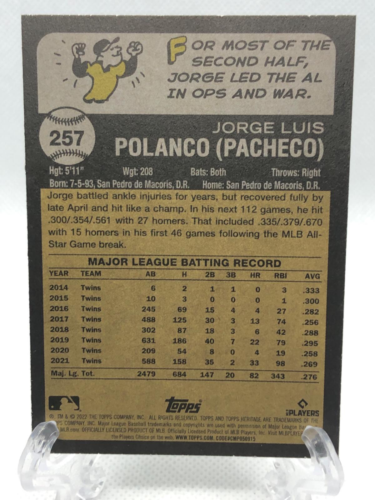 Jorge Polanco #257 Prices | 2022 Topps Heritage | Baseball Cards