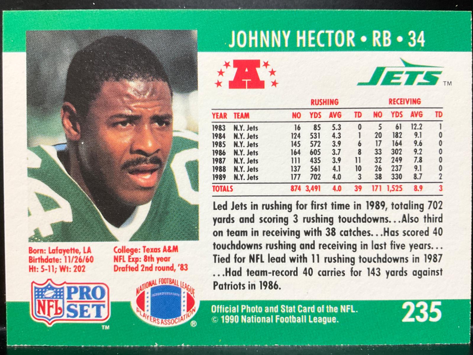 Johnny Hector #235 Prices | 1990 Pro Set | Football Cards