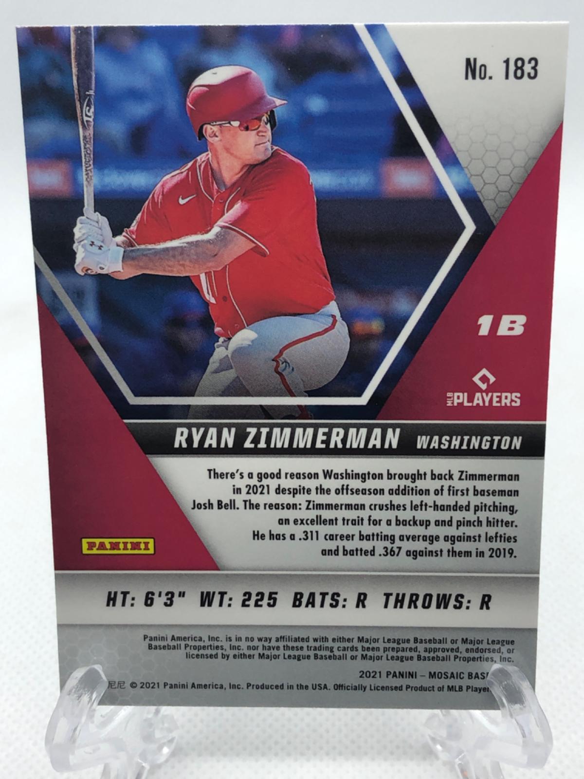 Ryan Zimmerman #183 Prices | 2021 Panini Mosaic | Baseball Cards