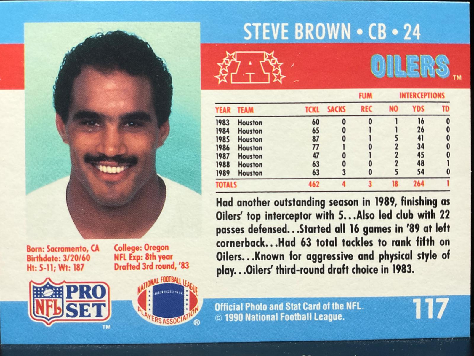 Steve Brown #117 Prices | 1990 Pro Set | Football Cards
