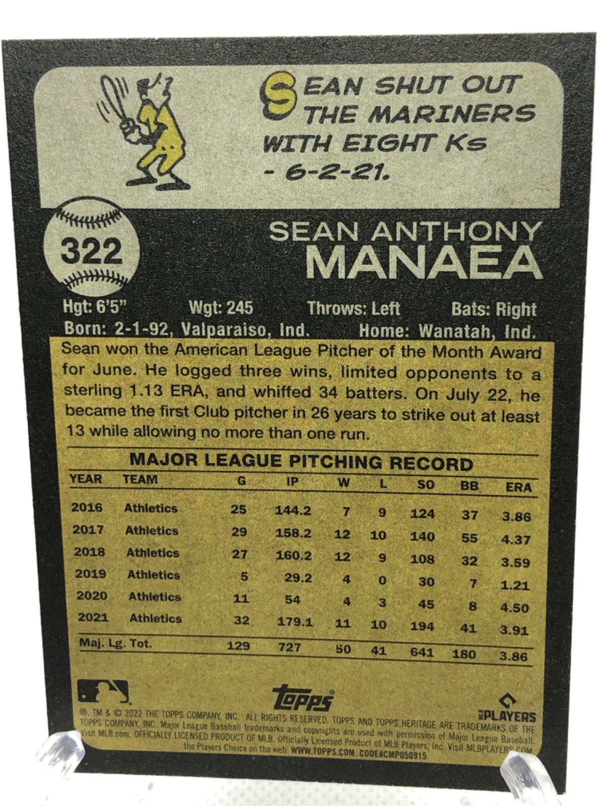 Sean Manaea #322 Prices | 2022 Topps Heritage | Baseball Cards