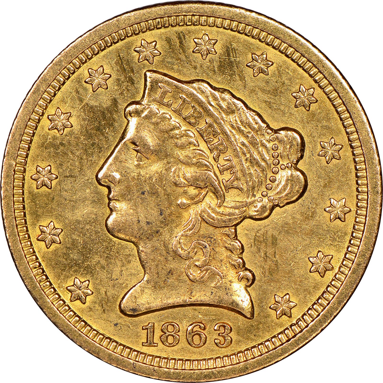 1863 [PROOF] Liberty Head Quarter Eagle Prices | Ungraded, NGC, PCGS Values