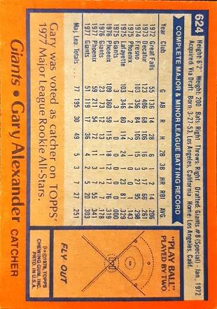 Gary Alexander #624 Prices [Rookie] | 1978 Topps | Baseball Cards