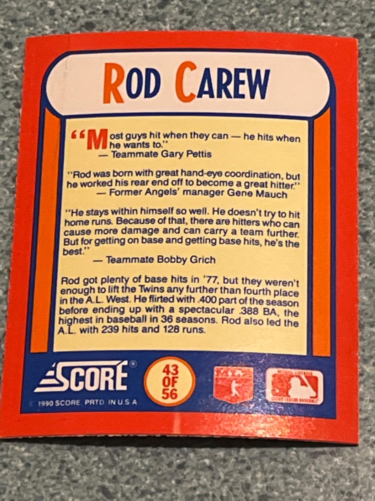 Rod Carew #43 Prices | 1990 Score the MVP's | Baseball Cards