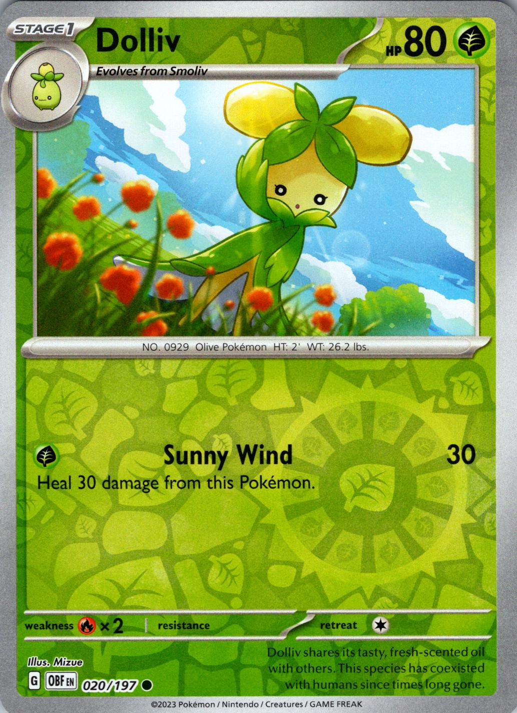 Dolliv [Reverse Holo] #20 Prices | Pokemon Obsidian Flames | Pokemon Cards