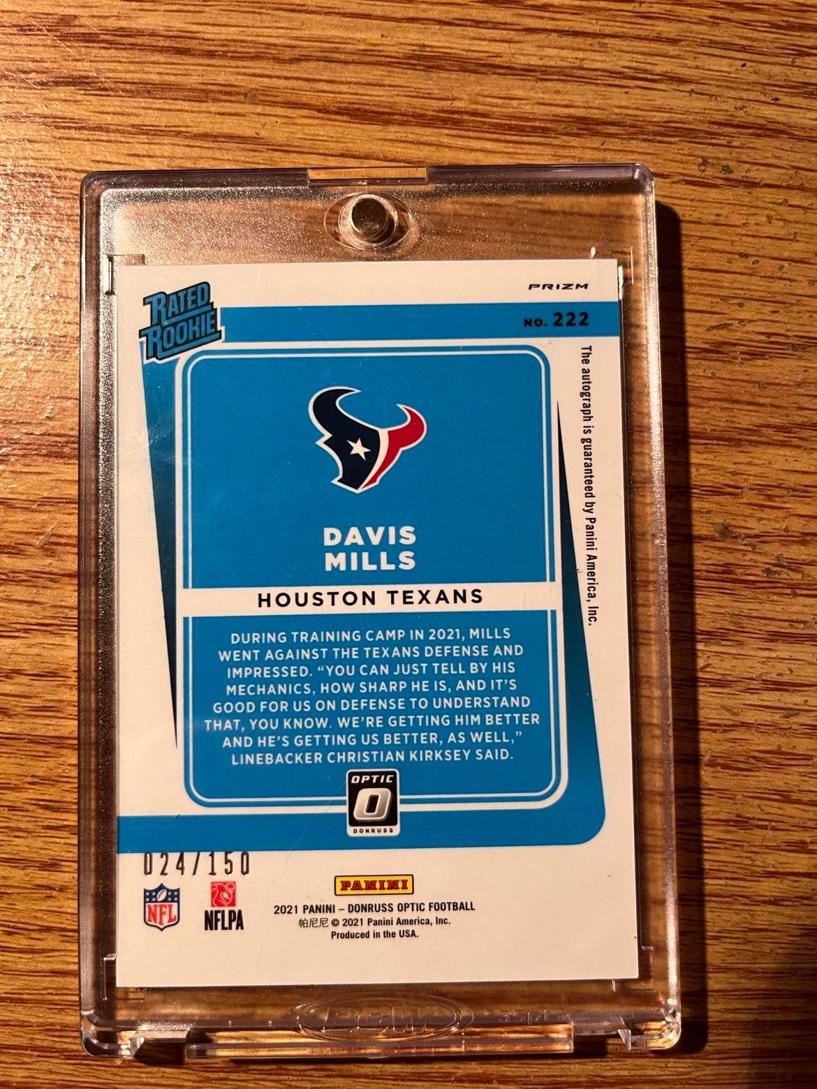 Davis Mills [Autograph] #222 Prices | 2021 Panini Donruss Optic ...