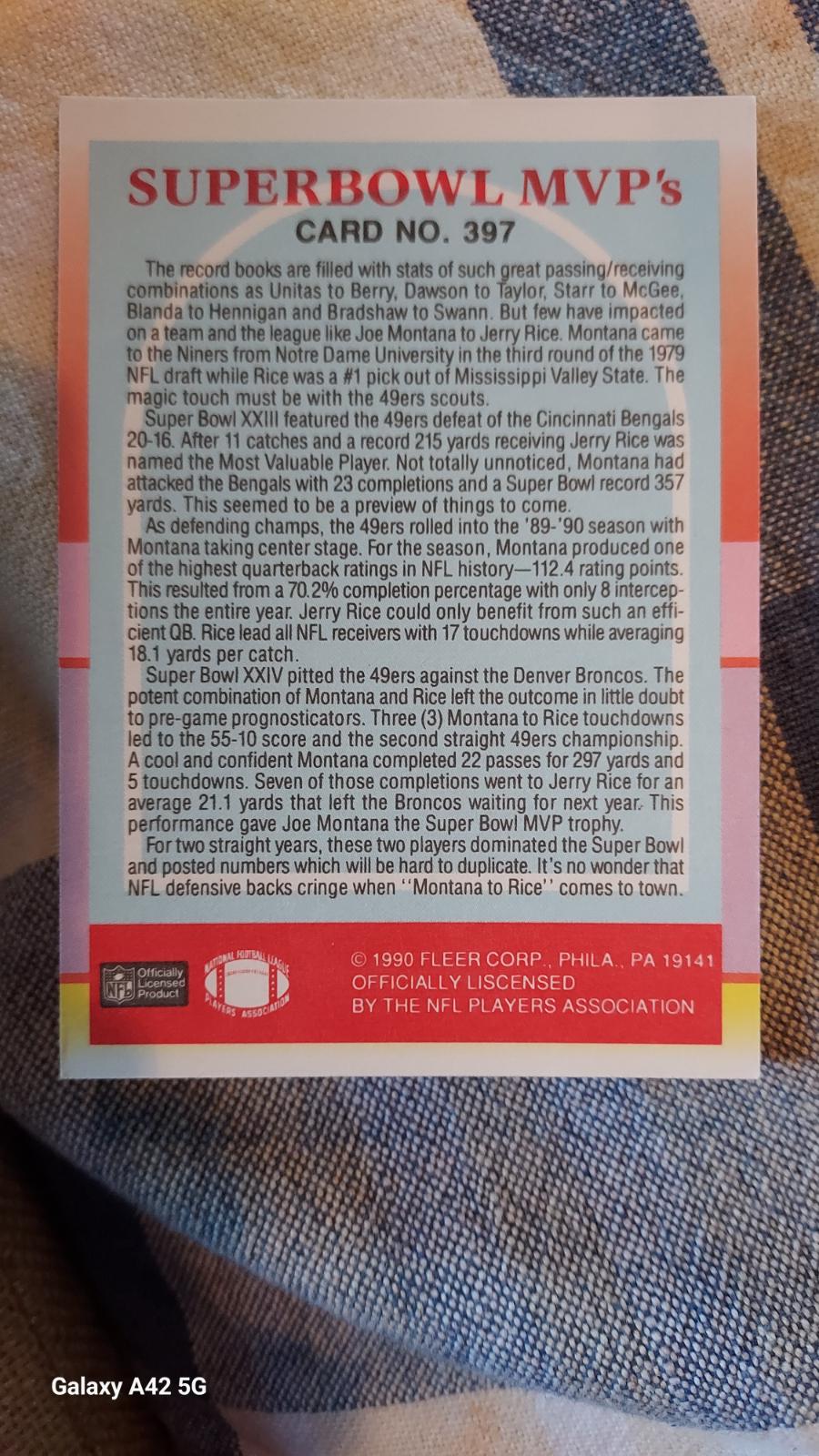 Super Bowl MVP's #397 Prices | 1990 Fleer | Football Cards