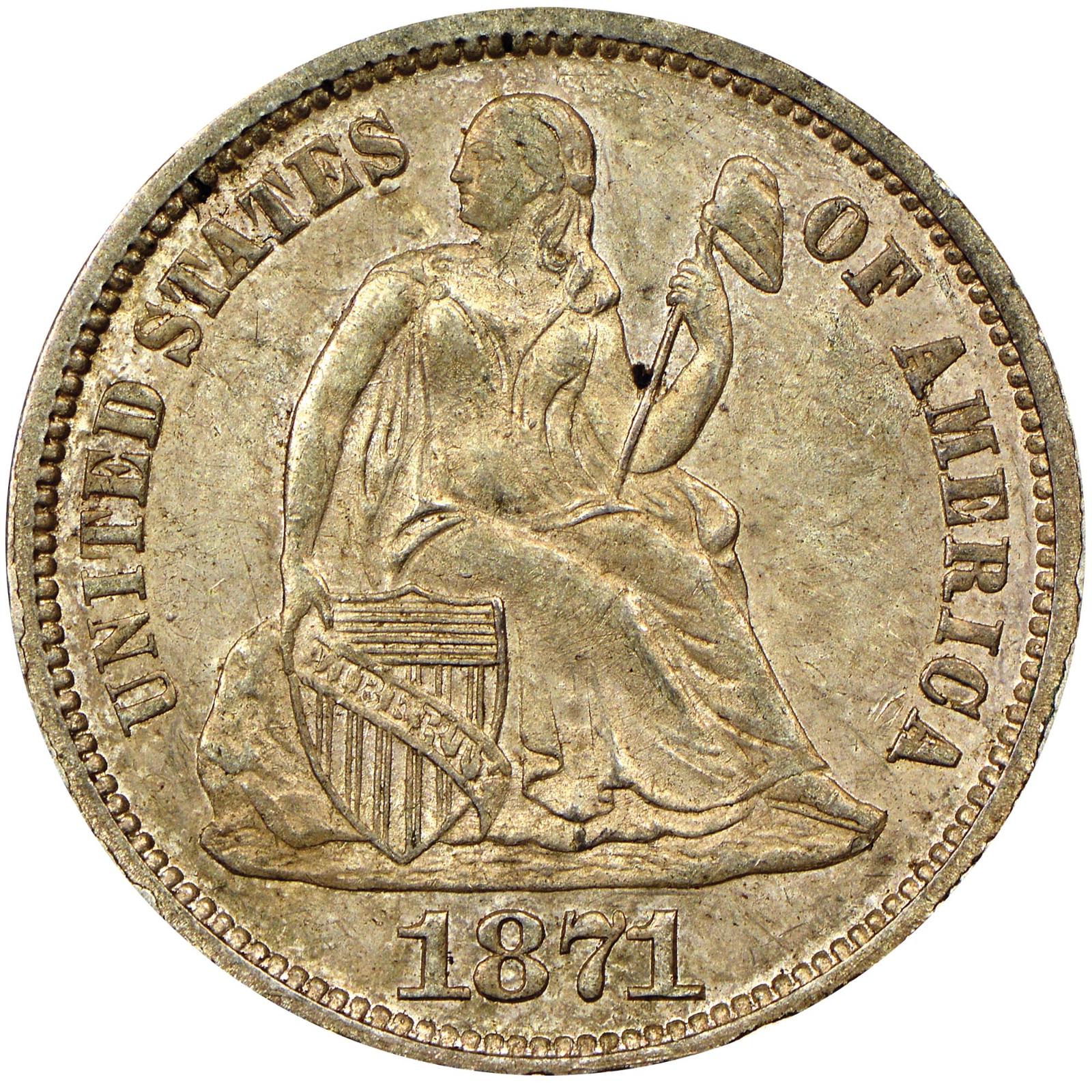 1871 [PROOF] Seated Liberty Dime Prices | Ungraded, NGC, PCGS Values