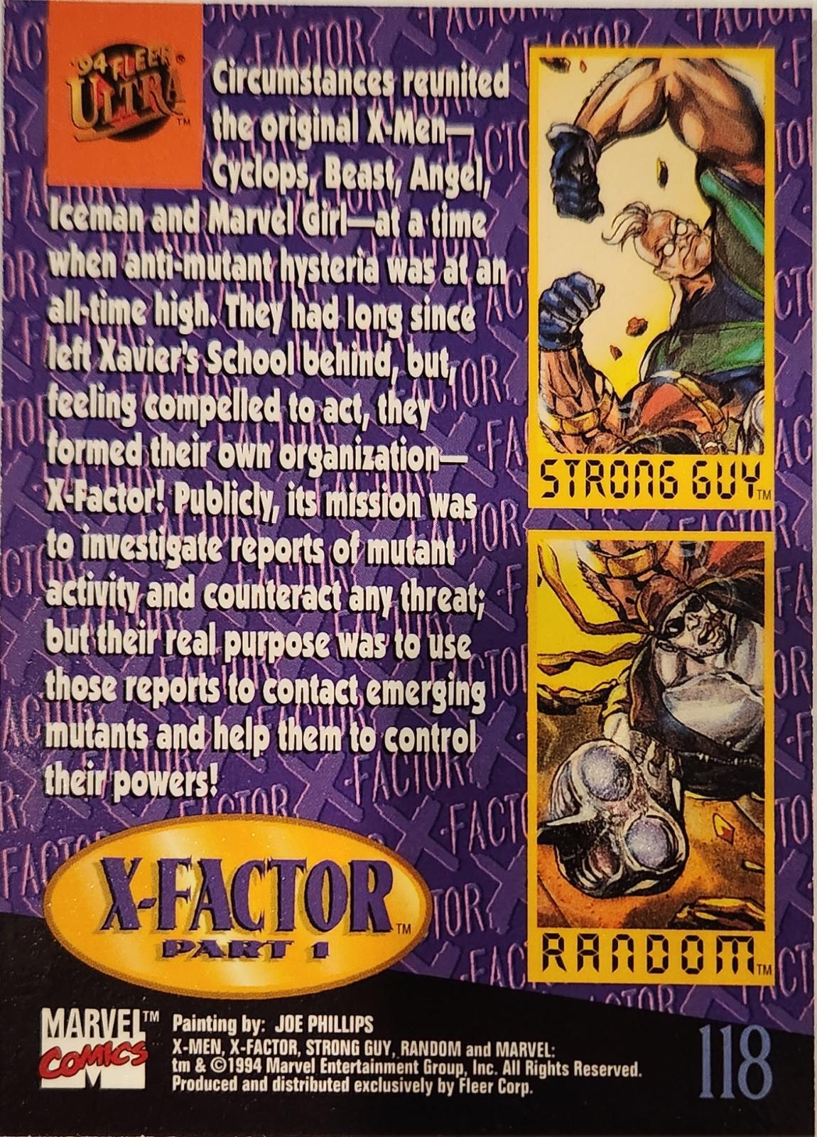 Random, Strong Guy #118 Prices | Marvel 1994 Ultra X-Men | Marvel Cards