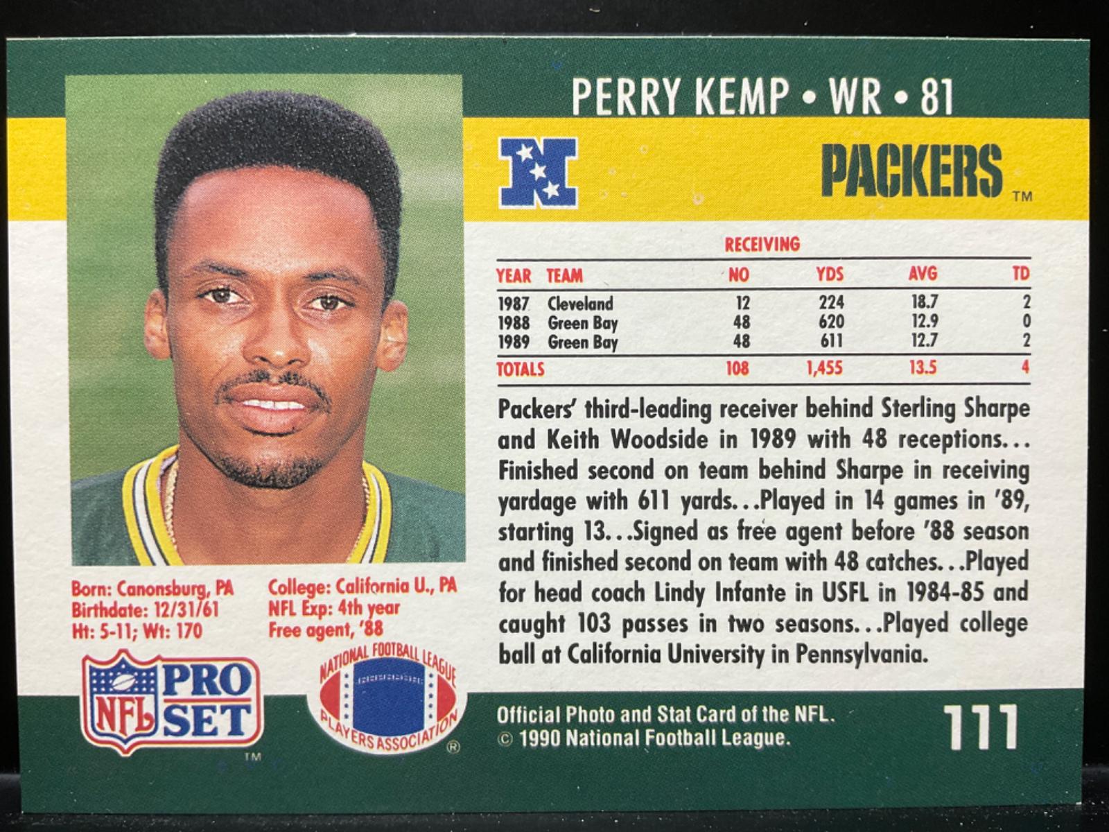 Perry Kemp [Corrected] #111 Prices | 1990 Pro Set | Football Cards