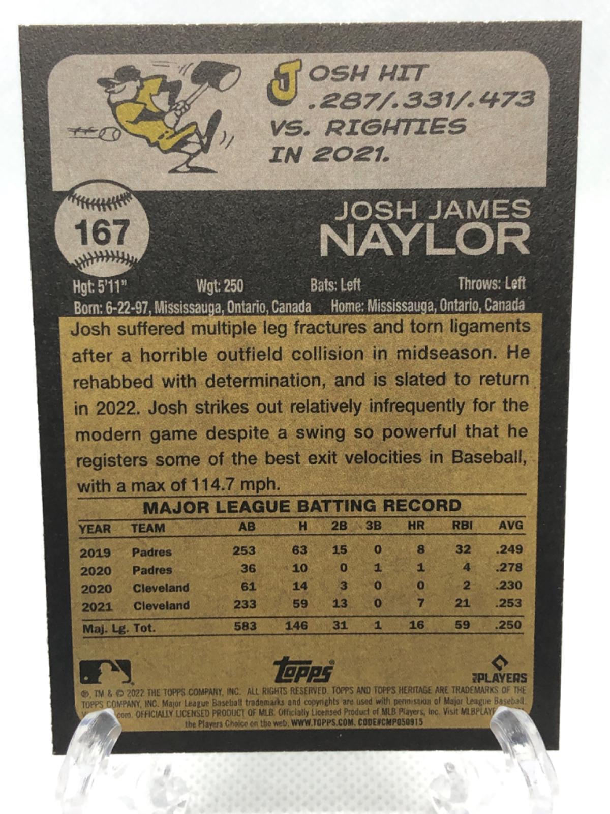 Josh Naylor #167 Prices | 2022 Topps Heritage | Baseball Cards