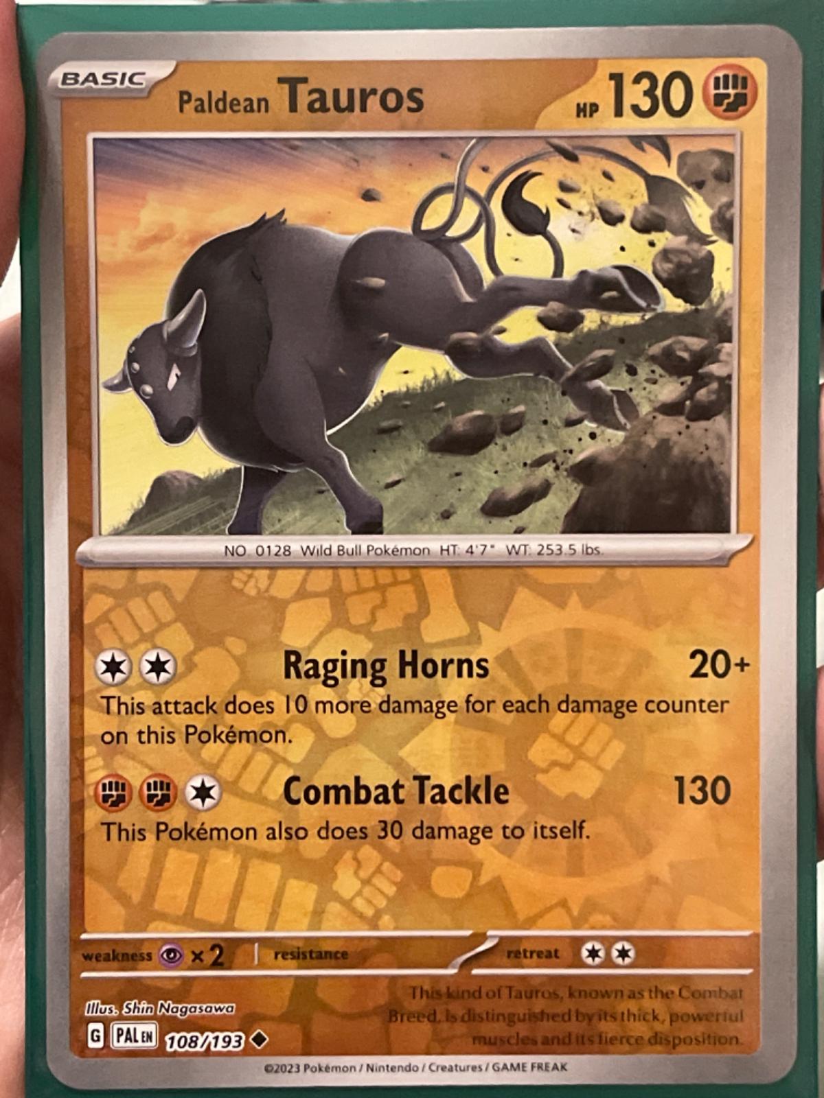 Paldean Tauros [Reverse Holo] #108 Prices | Pokemon Paldea Evolved ...