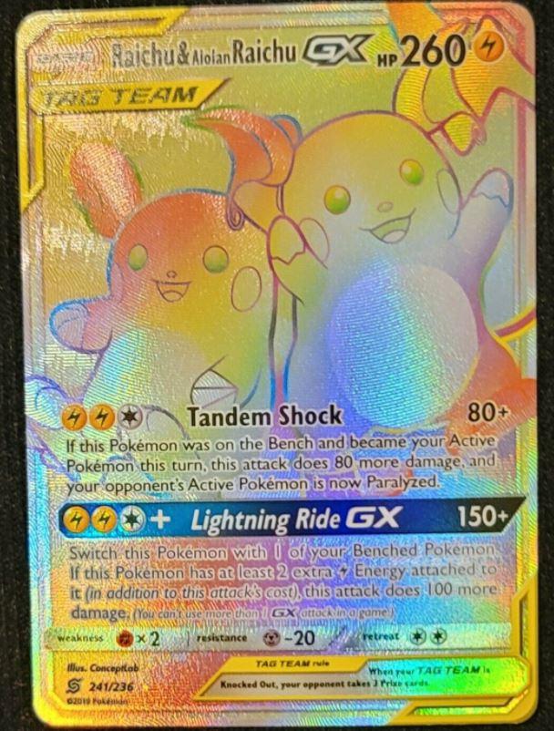 Raichu & Alolan Raichu GX #241 Prices | Pokemon Unified Minds | Pokemon ...