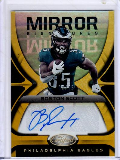 Boston Scott [Gold] | Ungraded | 2021 Panini Certified Mirror Signatures