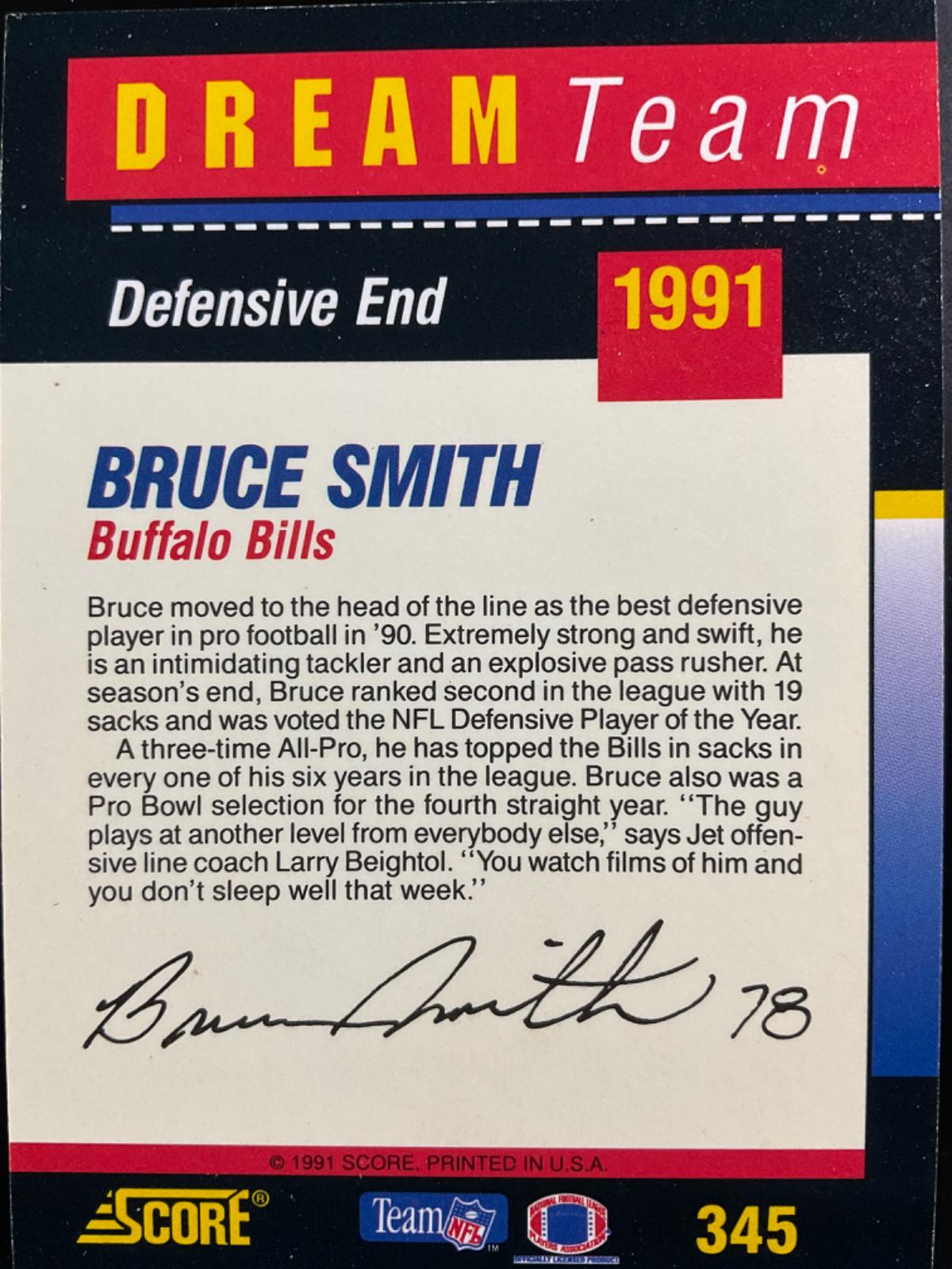 Bruce Smith #345 Prices | 1991 Score | Football Cards
