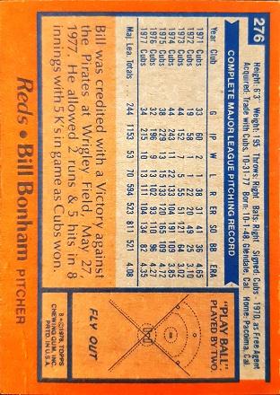 Bill Bonham #276 Prices | 1978 Topps | Baseball Cards