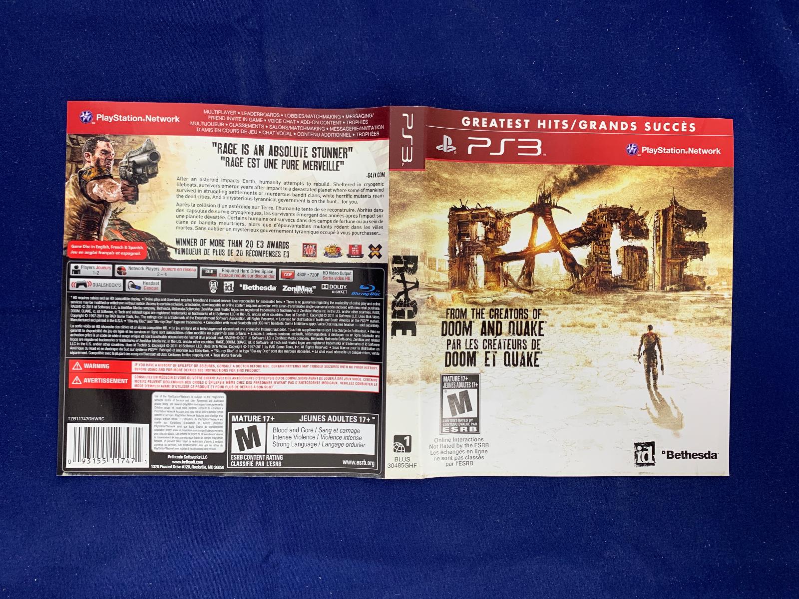 Rage [Greatest Hits] | Box only | Playstation 3