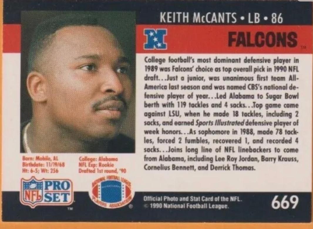 Keith McCants #669 Prices [Rookie] | 1990 Pro Set | Football Cards