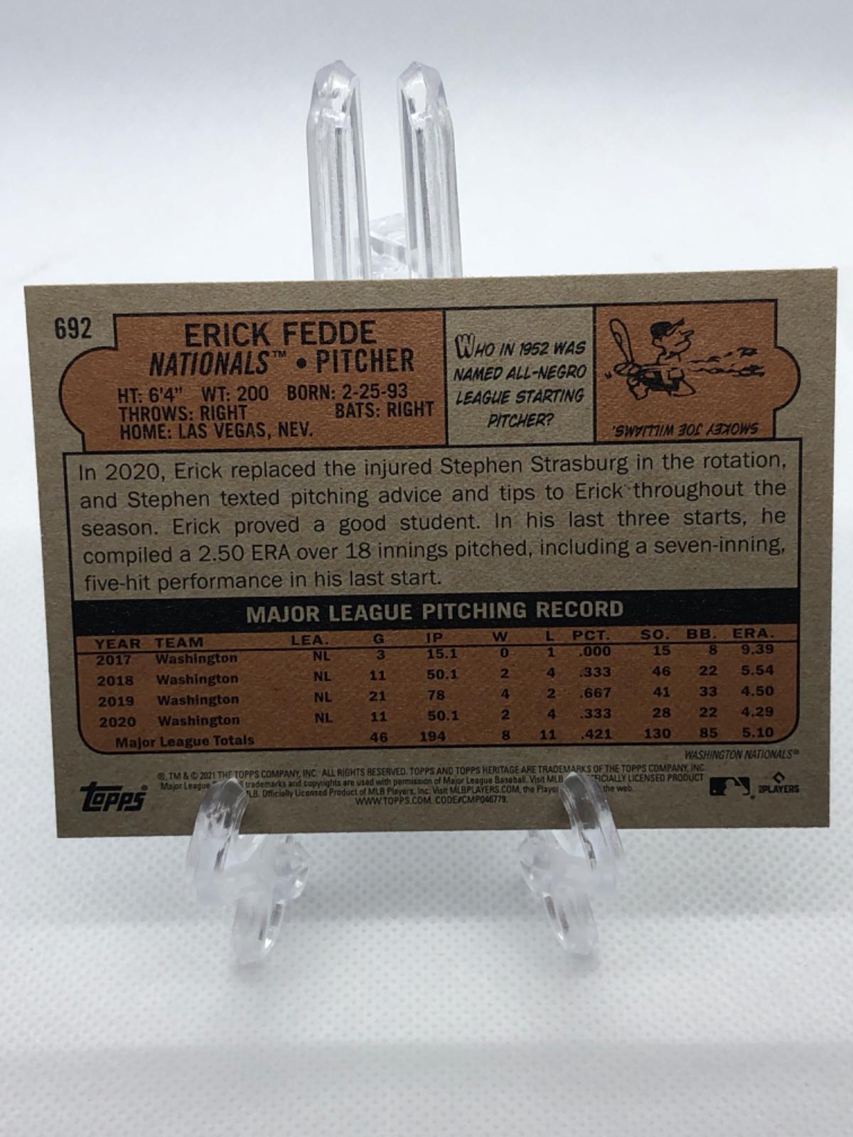 Erick Fedde #692 Prices | 2021 Topps Heritage | Baseball Cards