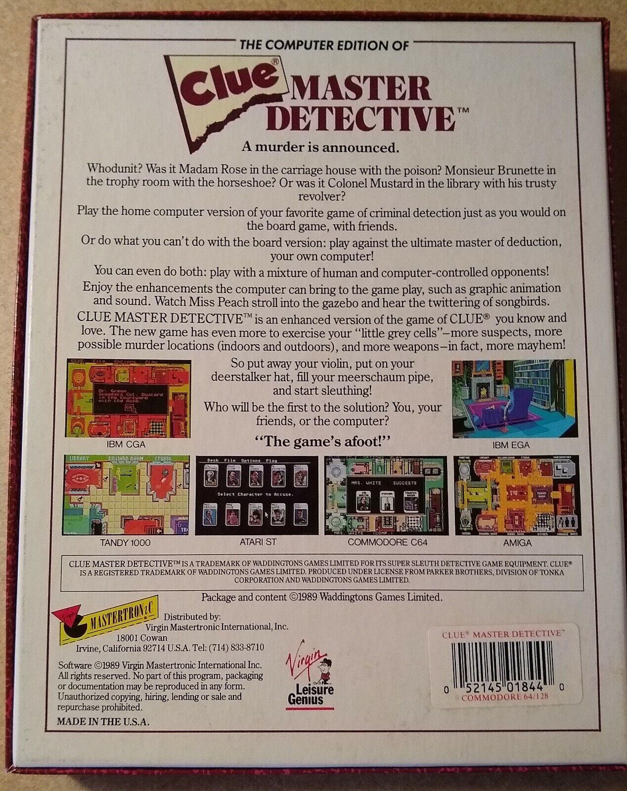 Clue Master Detective Prices Commodore 64 | Compare Loose, CIB & New Prices