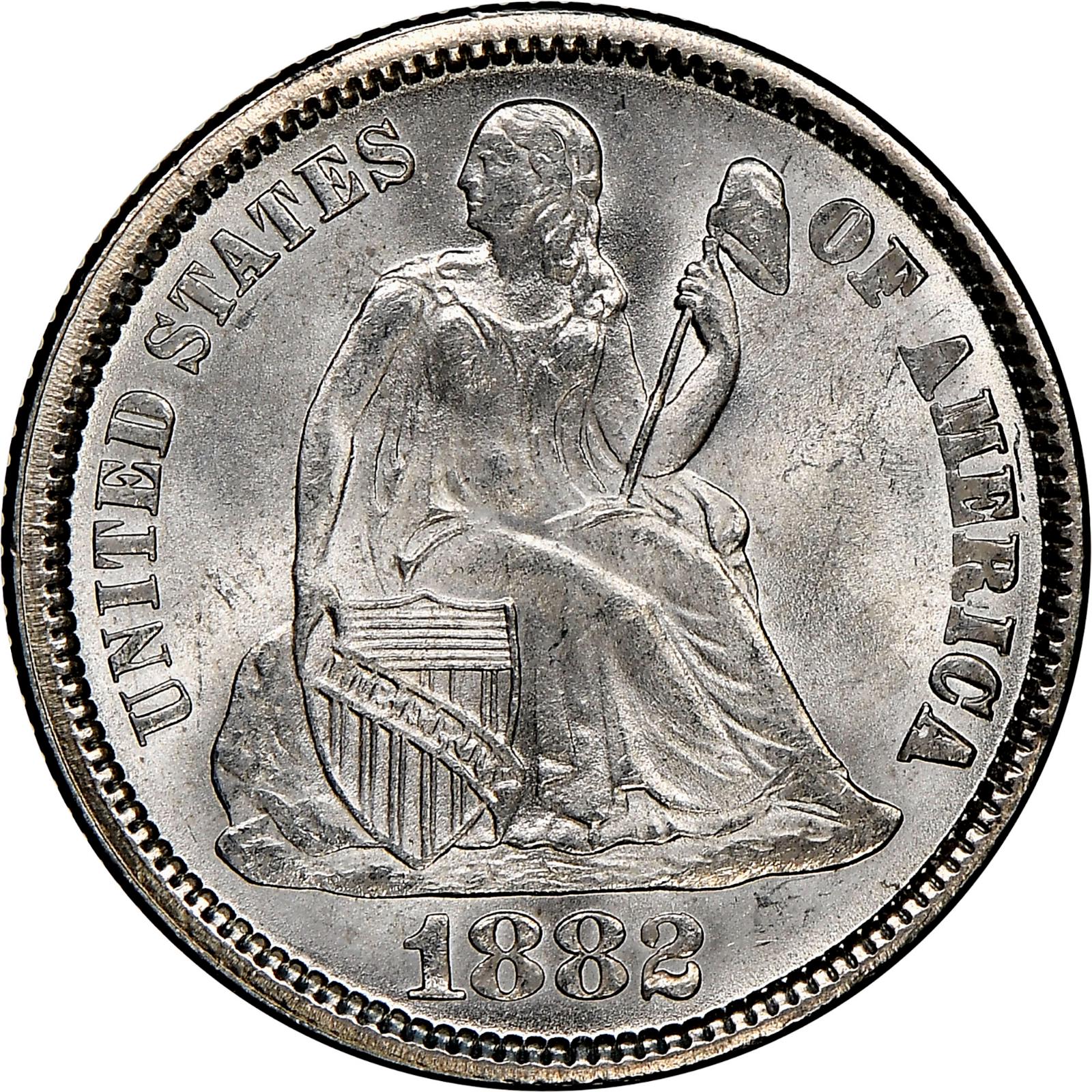 1882 [PROOF] Seated Liberty Dime Prices | Ungraded, NGC, PCGS Values