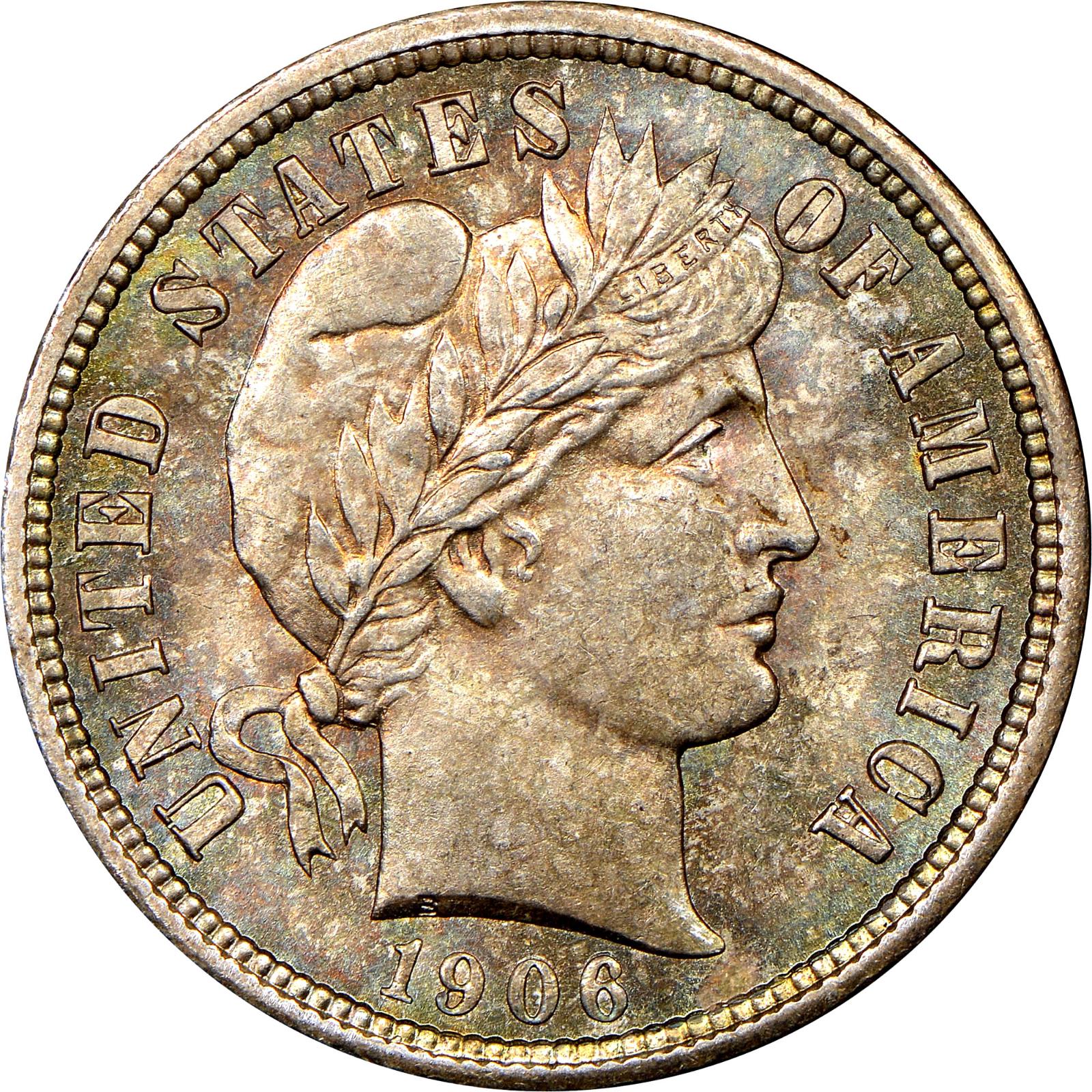 1906 D Barber Dime Prices | Ungraded, NGC, PCGS Values
