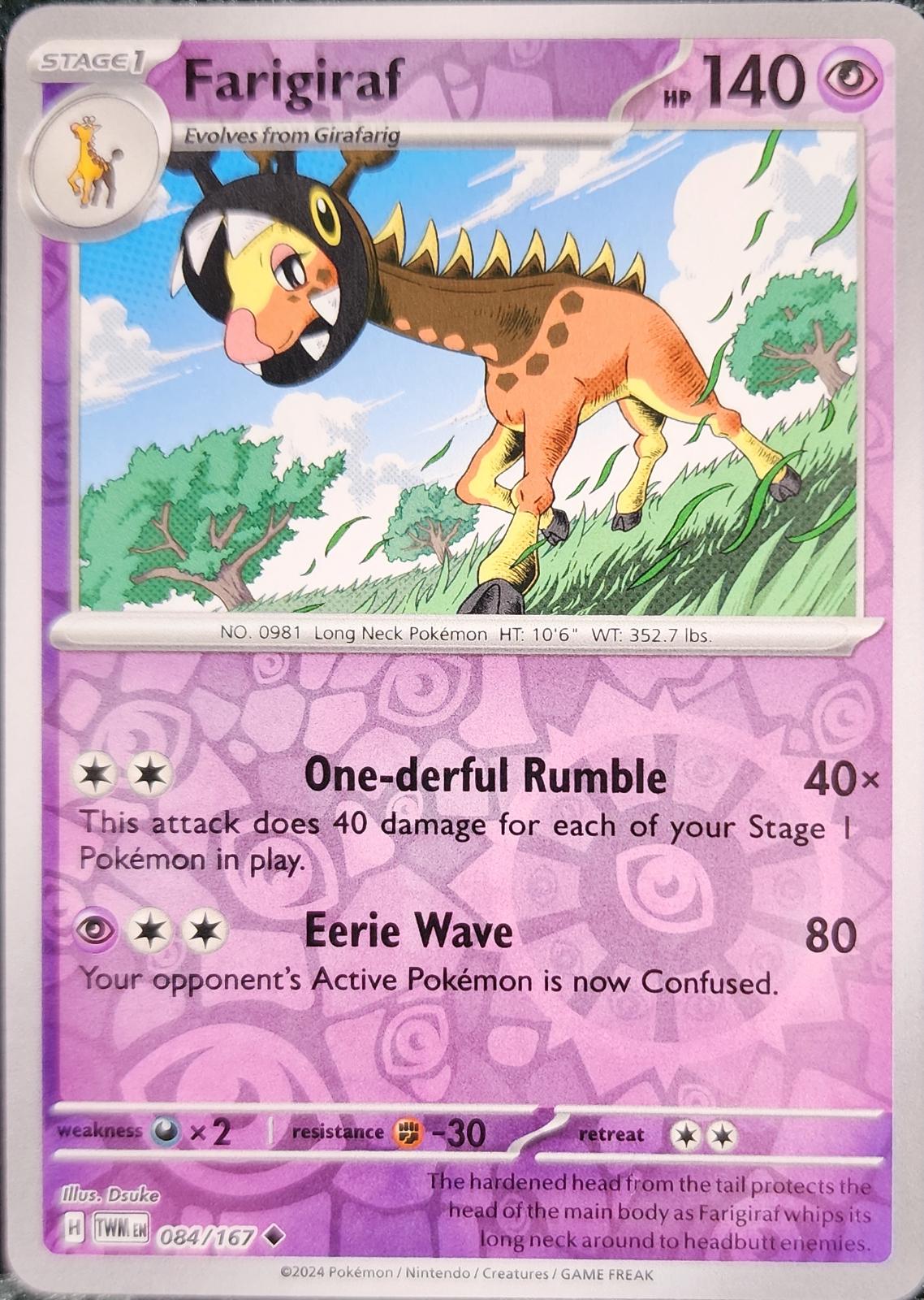 Farigiraf [Reverse Holo] #84 Prices | Pokemon Twilight Masquerade ...