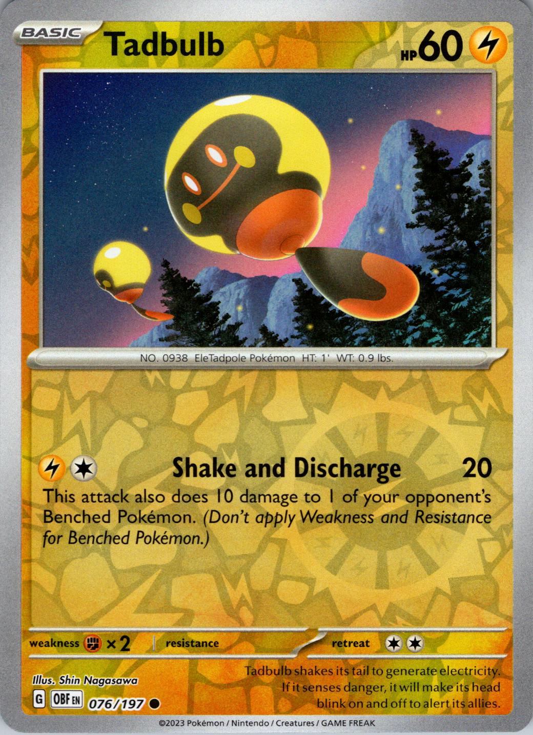 Tadbulb [Reverse Holo] #76 Prices | Pokemon Obsidian Flames | Pokemon Cards
