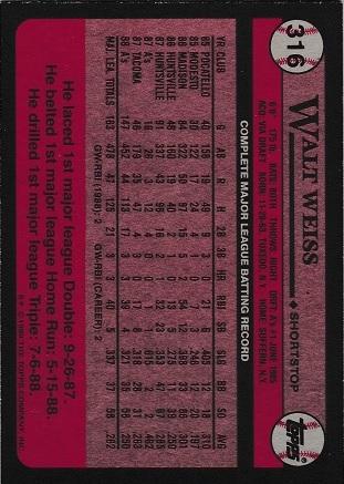 Walt Weiss #316 Prices [Rookie] | 1989 Topps | Baseball Cards